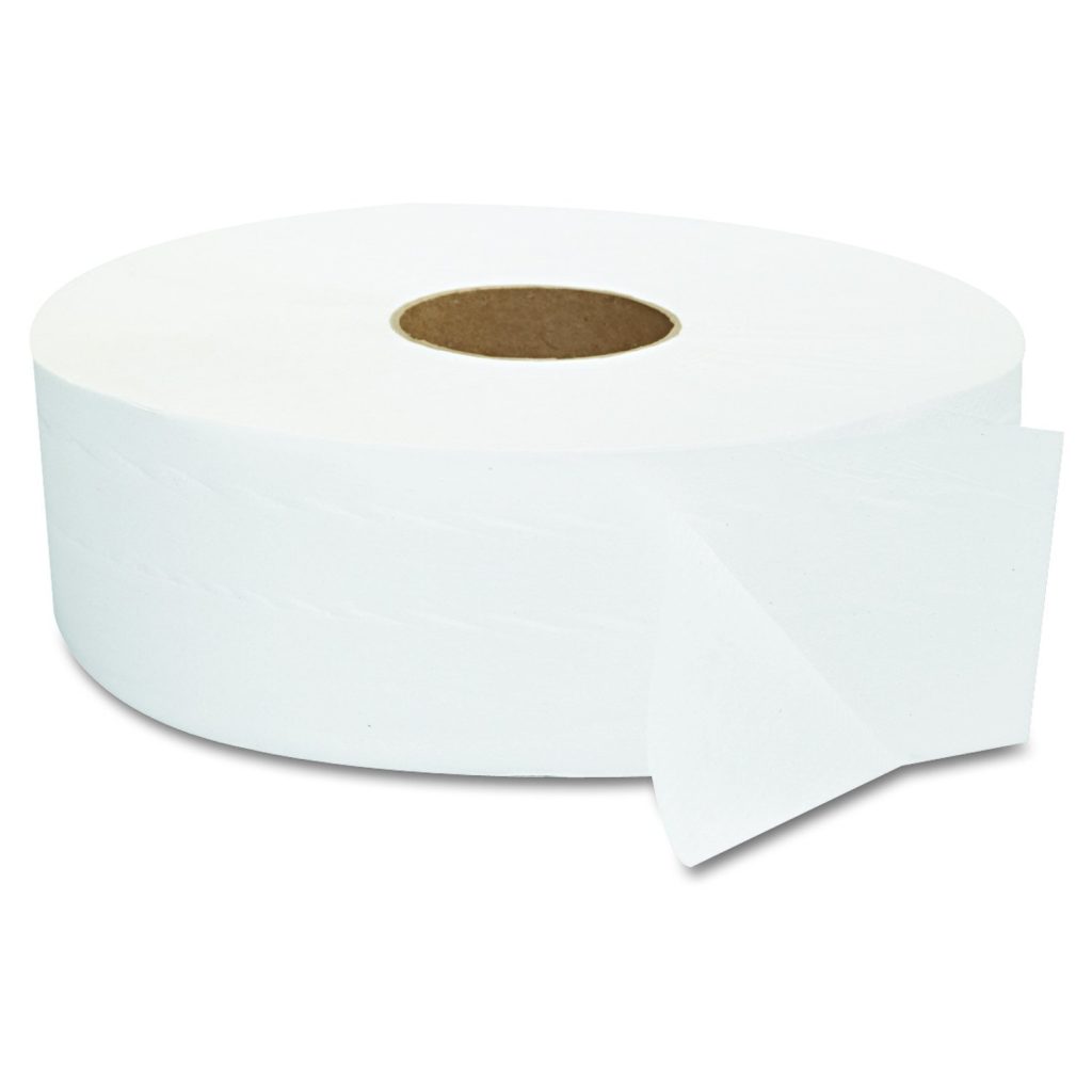 Disposable jumbo toilet tissue paper roll